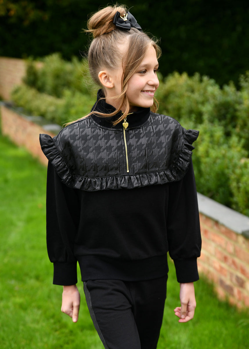 Adalene Jacquard Panel Sweat Top Black – Angel's Face