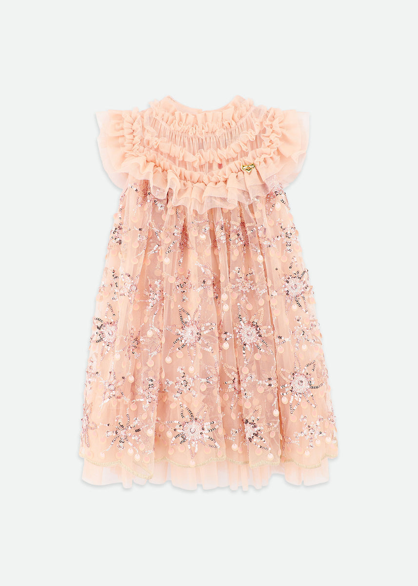 Dominique Flower Sequin Dress Blush Pink – Angel's Face