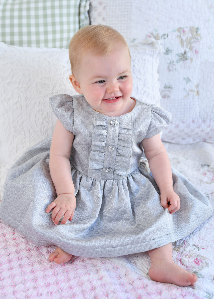 Rhiannon Baby Jacquard Dress Platinum – Angel's Face